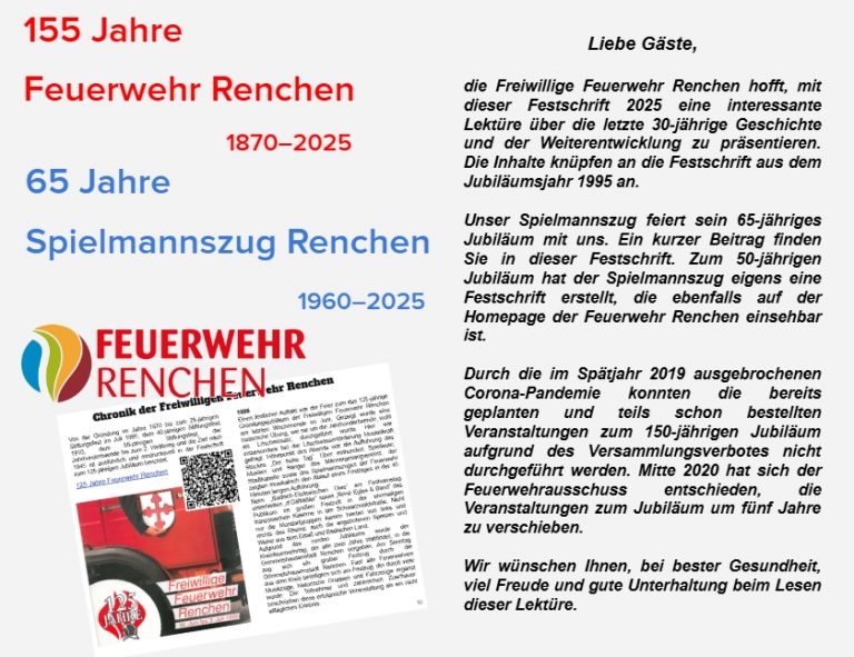 Feuerwehr Renchen blickt stolz zurück – Festschrift zum Jubiläum ...